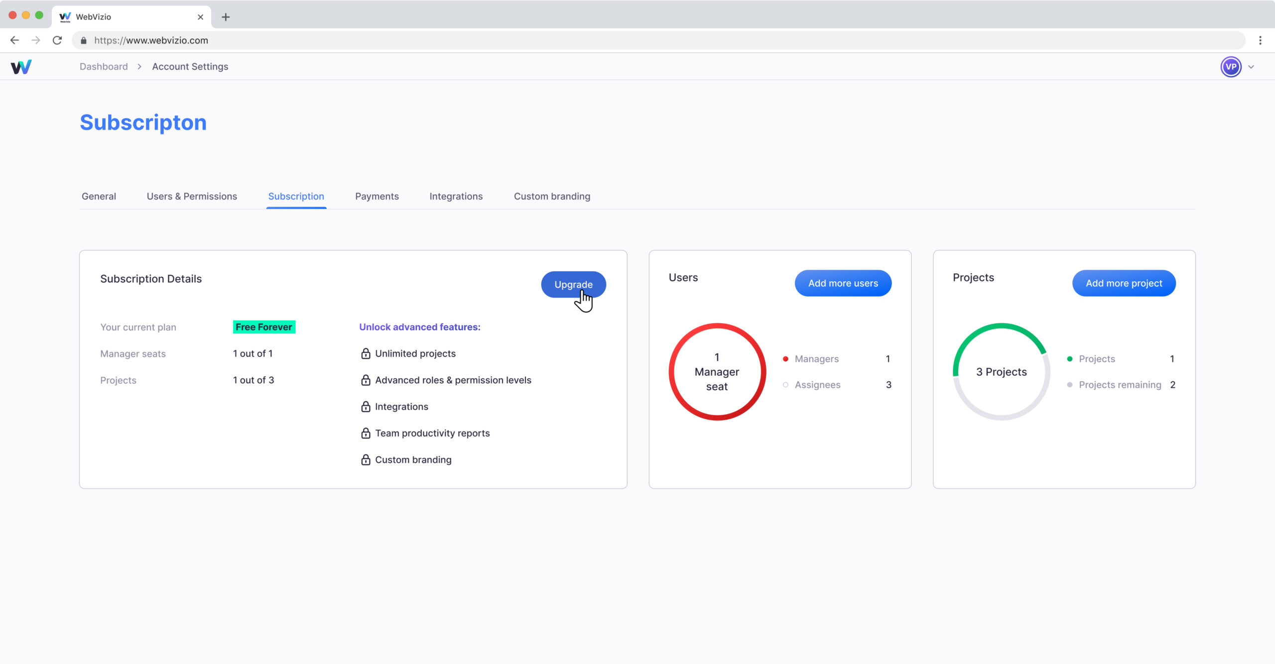 Webvizio Subscription | How to Upgrade and Manage