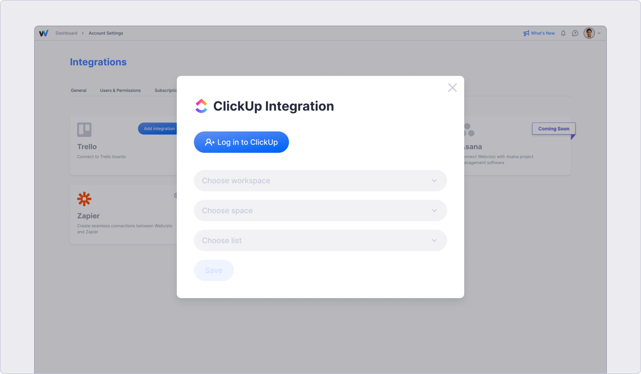 ClickUp Integration: How to Connect Webvizio Projects